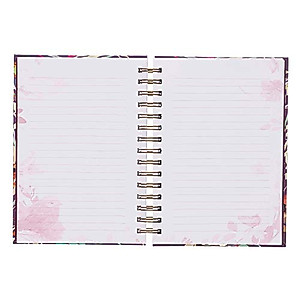 Inspirational Spiral Journal Notebook for Women Blessed Is She Who Believes Birds/Floral Eggplant Wire Bound w/192 Ruled Pages, Large Hardcover, With Love