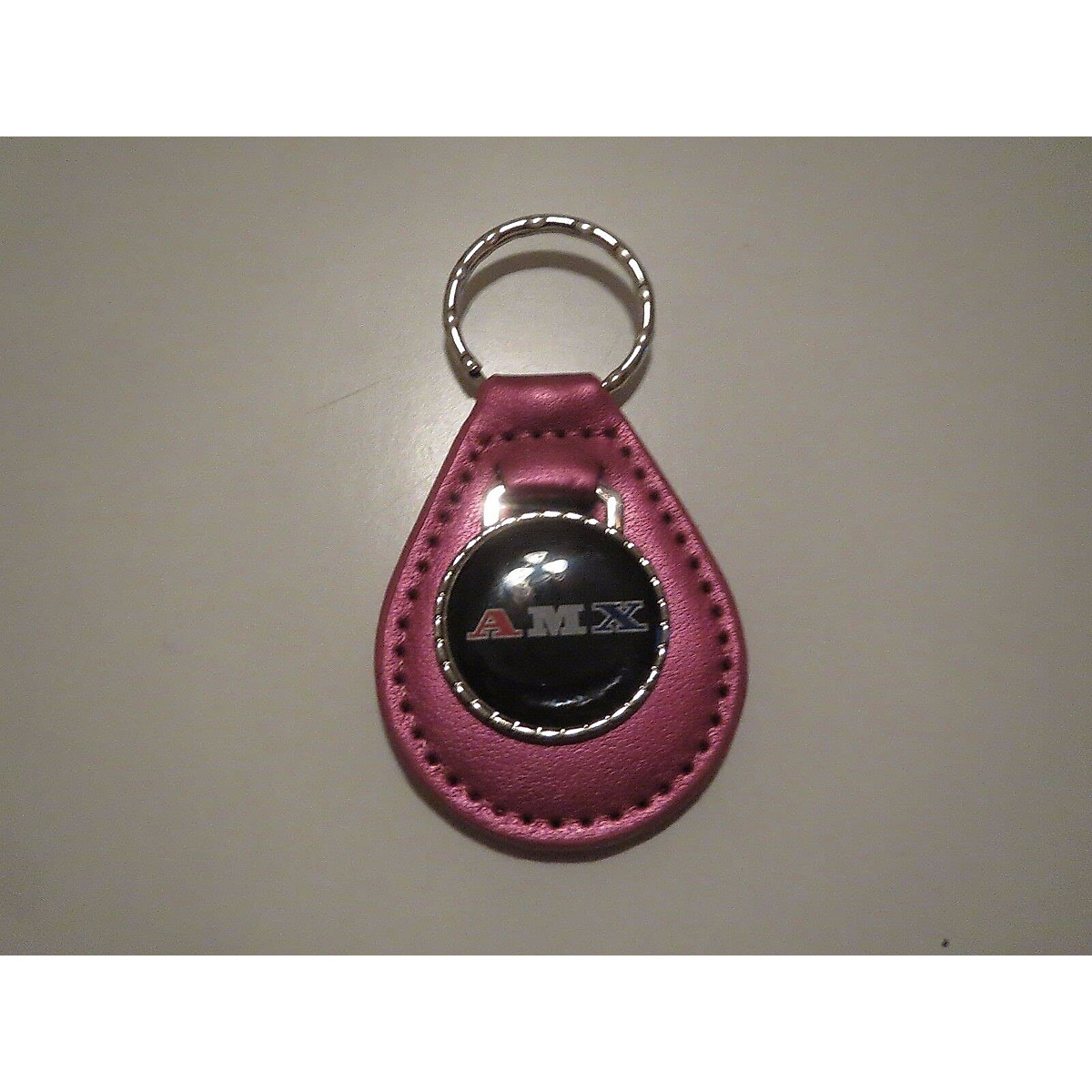 AMX A-M-X EMBLEM LOGO LEATHER KEYCHAIN - MAGENTA