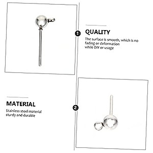 100pcs Ball Ear Ear Rings Studs Stud Earrings Pin Earrings Accessories Stainless Steel Studs Ear Jewelry Ear Studs Ear Stud Components Earring Making