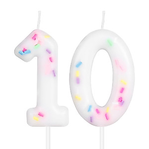 Girls Colorful 10th Birthday Candle, Colorful Sprinkles Number 10 Candles, Candles for Cake Decoration, Happy 10th Birthday Cake Topper Decorations for Girls Women Her Birthday Anniversary Party