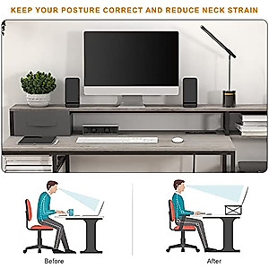 AYEASY Home Office Desk with Monitor Stand Shelf, 66 inch Large Computer Desk with Power Outlet and USB Charging Port, Computer Table with Drawers and Storage Shelves, Study Writing Desk, Wash Gray