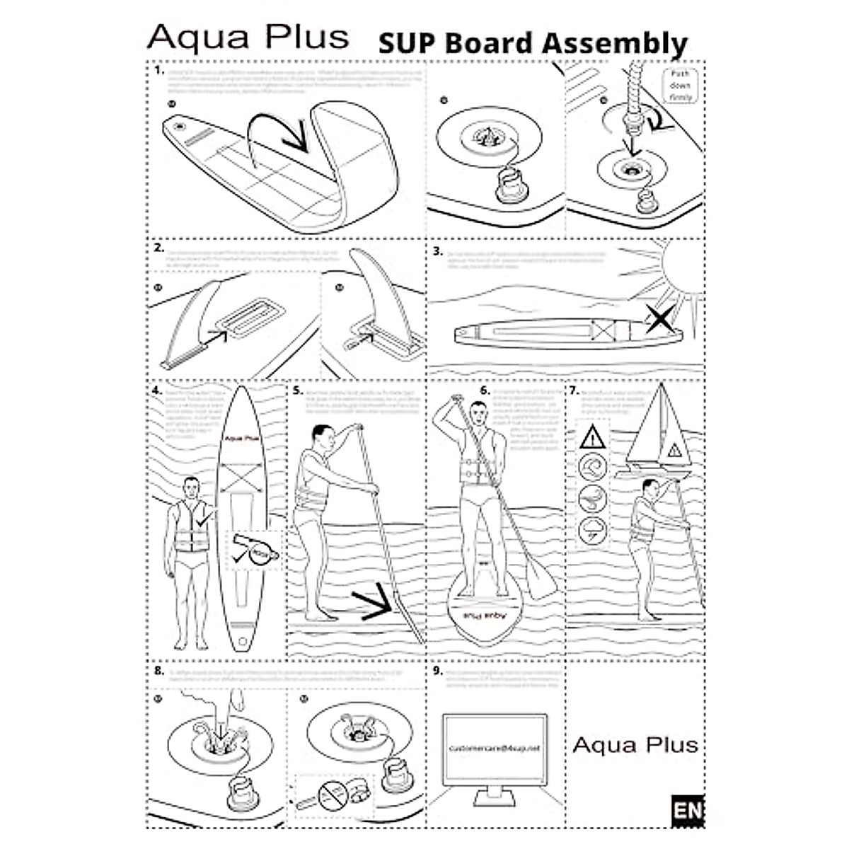 Aqua Plus Inflatable Stand Up Paddle Board High Pressure Double Action SUP Pump (Black, 63cm)