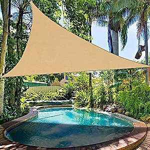 SUNLAX Sun Shade Sail, 10'x10'x10' Sand Triangle Canopy Shades for Outdoor Patio Pergola Cover Sunshade Sails UV Blocking Canovas Covers