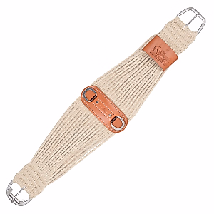Classic Equine 100% Mohair Roper Cinch 27-Strand with Leather Center, Natural, 32-inch