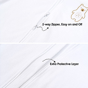 PHF Soft Micro-Fleece Baby Sleep Sack, 6-12 Months Warm Baby Wearable Blanket, 2-Way Zipper Sleeping Bags, 2 Pack Comfy Toddler Sleeping Sack for Baby Boys Girls, Medium Size, White&Grey
