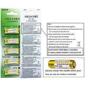 SKOANBE 27A 12V Alkaline Battery-Pack of 5