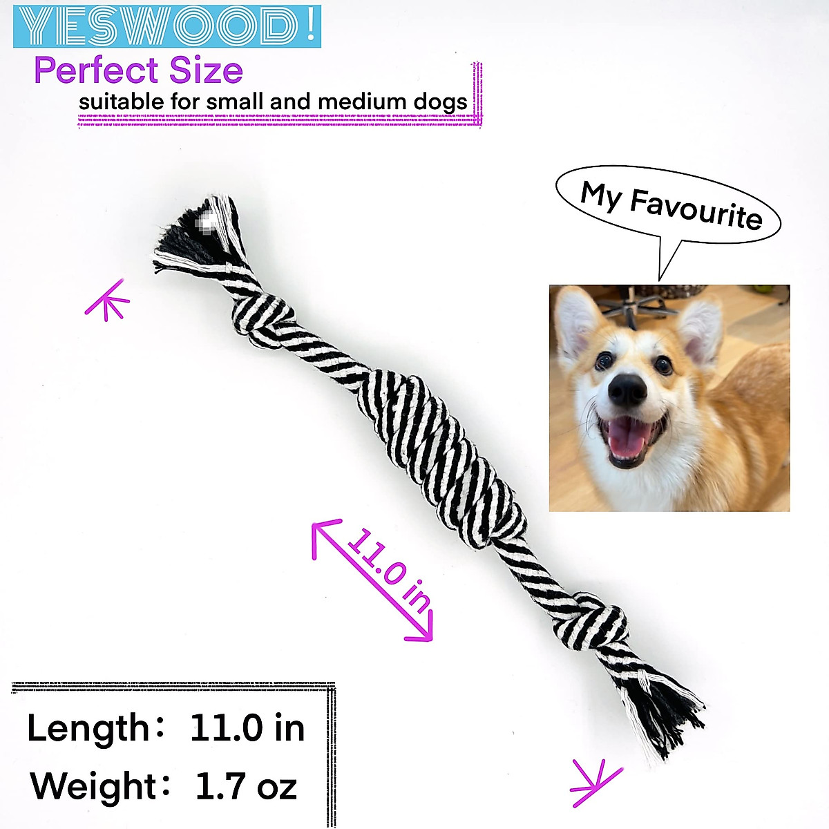 YESWOOD! Puppy Rope Toys for Small Dogs, Rope Candy Toys, Puppy Dental Cleaning Chew Toys Knots Dog Rope Toy for Aggressive Chewers Smart Newborn Pet and High Active Puppies (4 Packs)