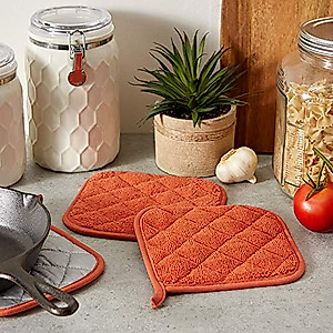 DII Basic Terry Collection Quilted 100% Cotton, Potholder, Spice, 3 Piece