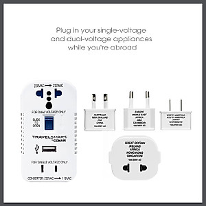 INFINITIPRO by Conair Travel Voltage Converter with Adapter Plugs for Hair Styling Tools & Appliances by Travel Smart
