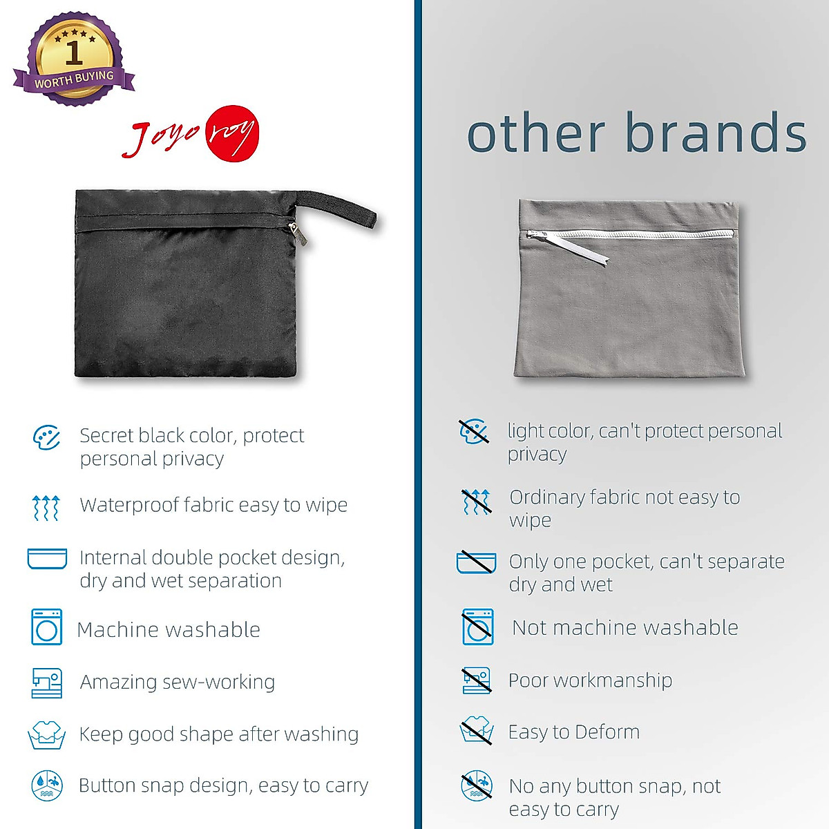 Joyo roy Small Wet Bag Mini Wet Bag Period Bag Black for Private Secret Waterproof Reusable for Girls Women Multi Use for Mama Cloth/Menstrual Pads/Sanity Cups/Breast Pads/Make Up Remover Pads