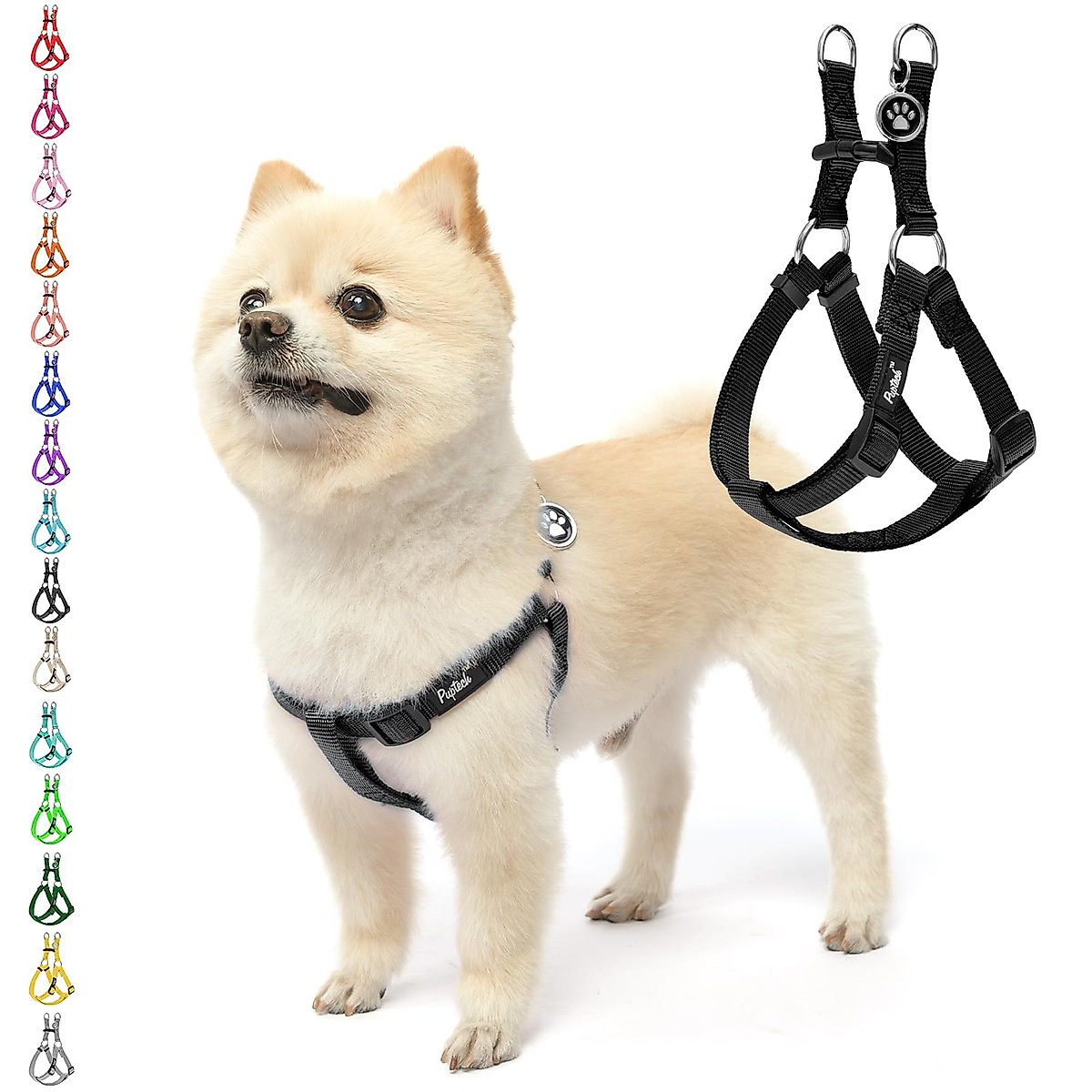 PUPTECK No Pull Dog Harness Soft Adjustable Basic Nylon Step in Puppy Vest Outdoor Walking with ID Tag X-Small