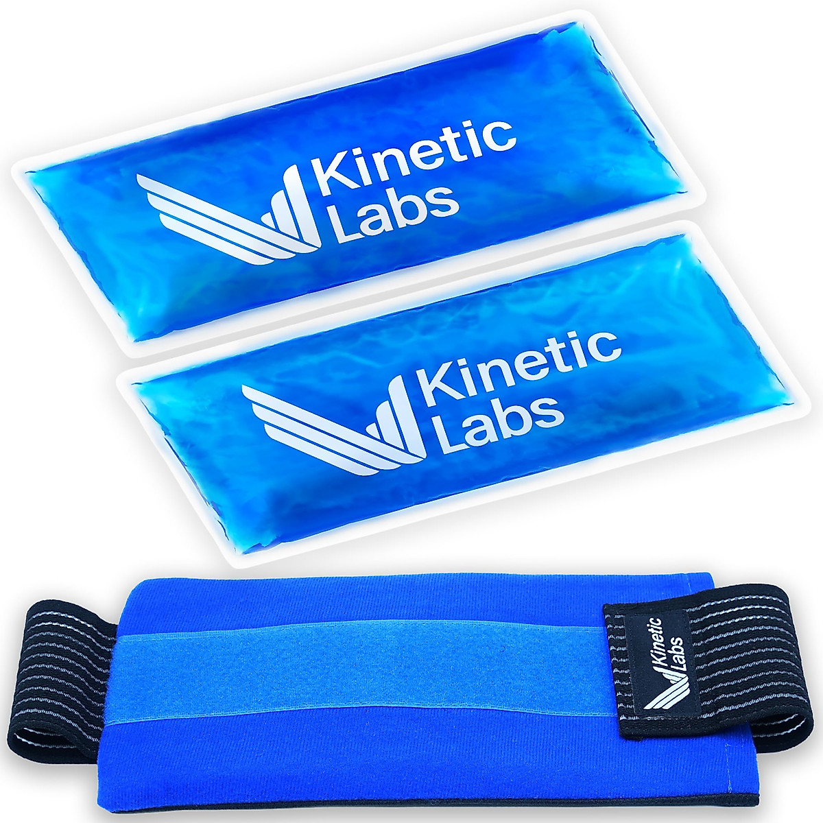 Reusable Ice Pack Wrap with Extra Gel Pack by Kinetic Labs - HSA FSA Eligible Hot and Cold Pack - Ice Packs for Injuries Reusable (Large with Extra Gel Pack)