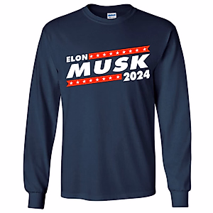 Absurd Ink Elon Musk 2024 - Long Sleeve Tee (as1, Alpha, x_l, Regular, Regular, XL) Navy