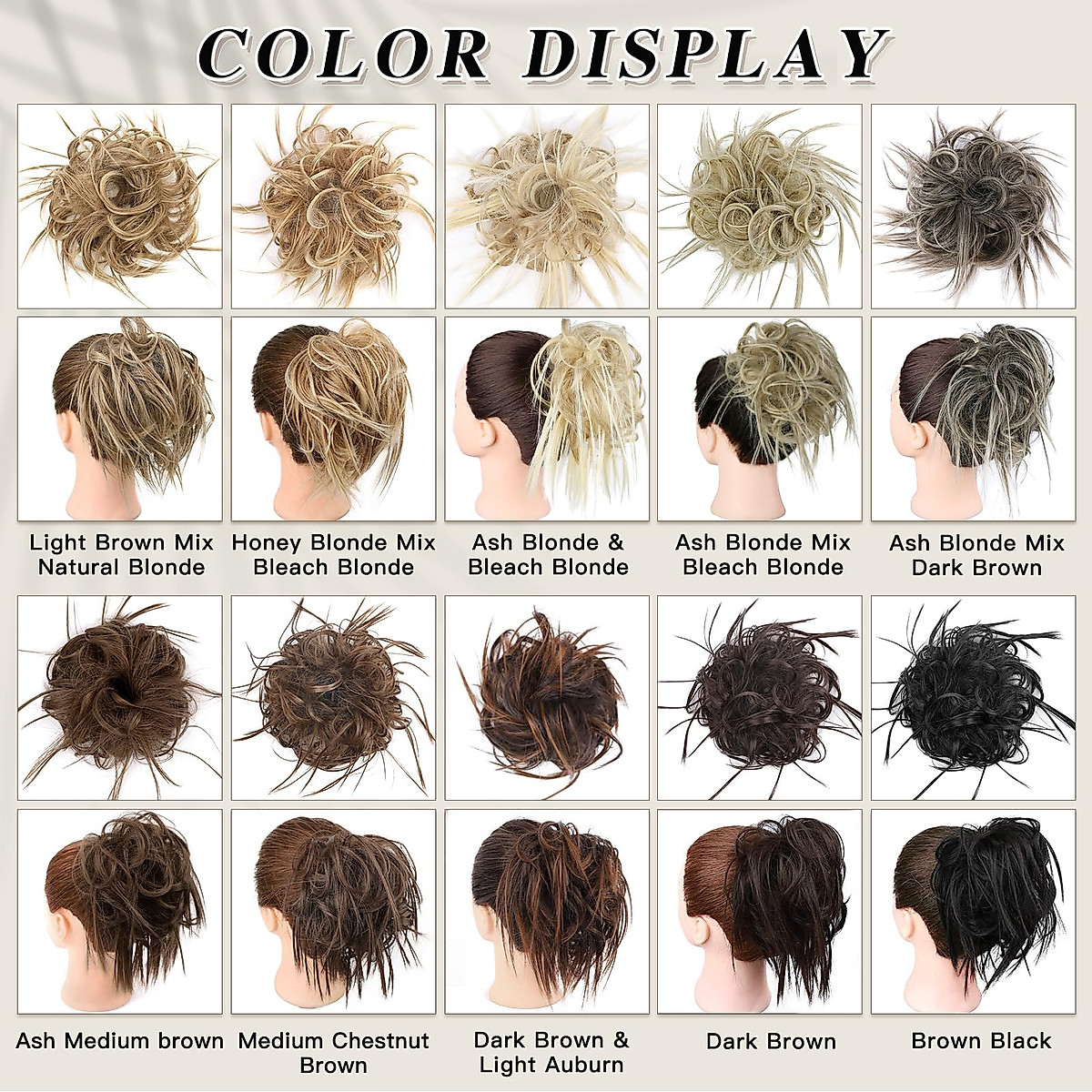 HMD Tousled Updo Messy Bun Hairpiece Hair Extension Ponytail With Elastic Rubber Band Updo Ponytail Hairpiece Synthetic Hair Extensions Scrunchies Ponytail Hairpieces for Women (12H24)