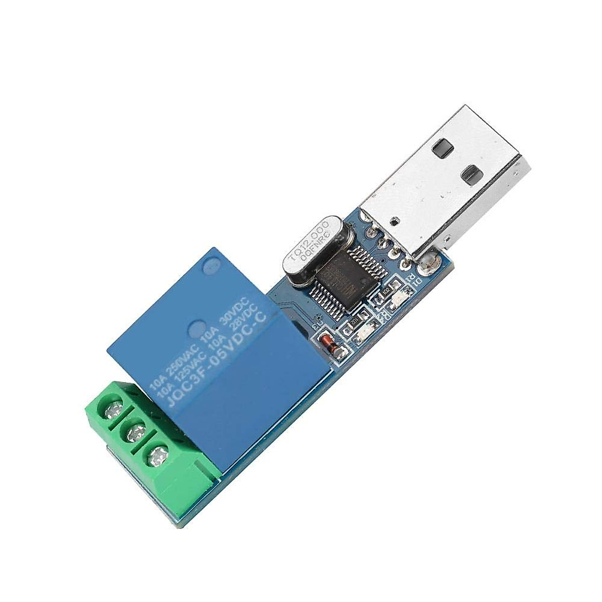Liyeehao MCU PC USB Control Relay Board, High-Performance Microcontroller Chips, Manual Operation, USB Control Relay Module, Silver Contact, Mount, 1A, 3 Terminals, 1 Second Jog