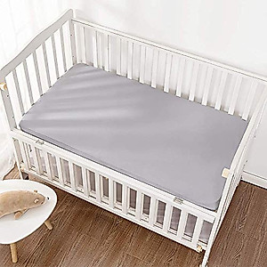 Bamuho 2 Pack Crib Sheet, Fitted Crib Sheet for Standard Crib and Toddler Mattress Soft Baby Sheet - Grey and White 52"x 28" x 8"