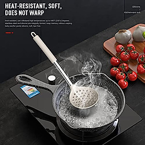 Large Silicone Cooking Utensils Set - Heat Resistant Kitchen Utensils,Turner Tongs,Spatula,Spoon,Brush,Whisk,Stainless Steel Silicone Cooking Tool for Nonstick Cookware,Dishwasher Safe (Khaki)