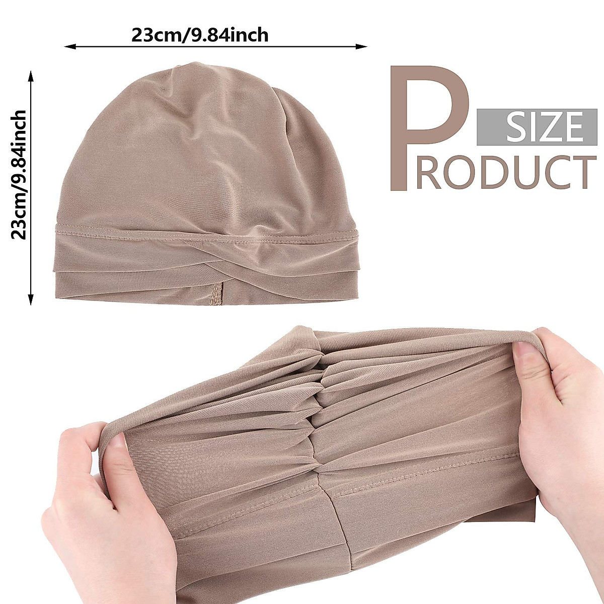 Geyoga 4 Pieces Women Turban Chemo Headwear Cancer Hats Headwrap Stretchy Turban Cap Beanies Sleep Cap (Mint Green, Khaki, White, Light Pink)