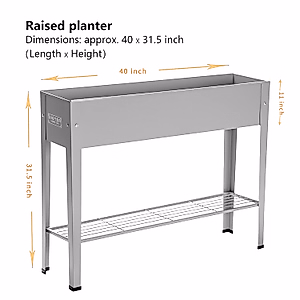 DIGTER Metal Raised Garden Bed,Raised Planter Box with Legs,Herbs and Vegetables Planter Suitable for Outdoor Patio Deck and Porch (Gray)