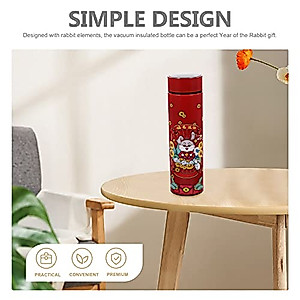 LIFKOME Double Insulated Water Bottle Vacuum Insulated Bottle 2023 Chinese New Year Water Bottle Year of The Rabbit Tumbler Thermal Mug for Coffee Tea Milk Hot Drinkings Lid Color 2