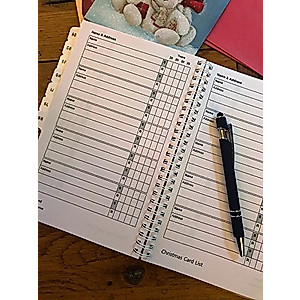 Christmas Card Address Book Spiral with A-Z Tabs Frame Poinsettia Personalized Gift