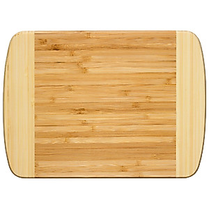 Totally Bamboo Hana Bamboo Serving & Cutting Board, 10" x 7-1/8", Natural Two Tone