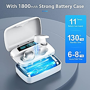 NIPELL Wireless Earbuds, Bluetooth 5.2 Headphones with 1800mAh Charging Case - 88Hrs Play Time - Cell Phones Charging Function, Built-in Microphone IPX5 Waterproof Earphone for iOS/Android (White)