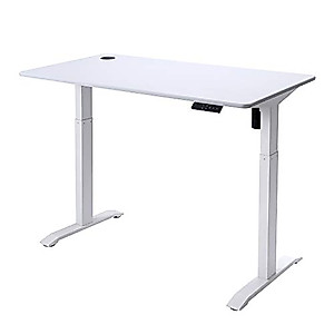 UNICOO - Electric Height Adjustable Standing Desk, Electric Standing Workstation Home Office Sit Stand Up Desk with 4 Pre-Set Memory Led Display Controller (White Top/White Legs-Electric - KT1001)