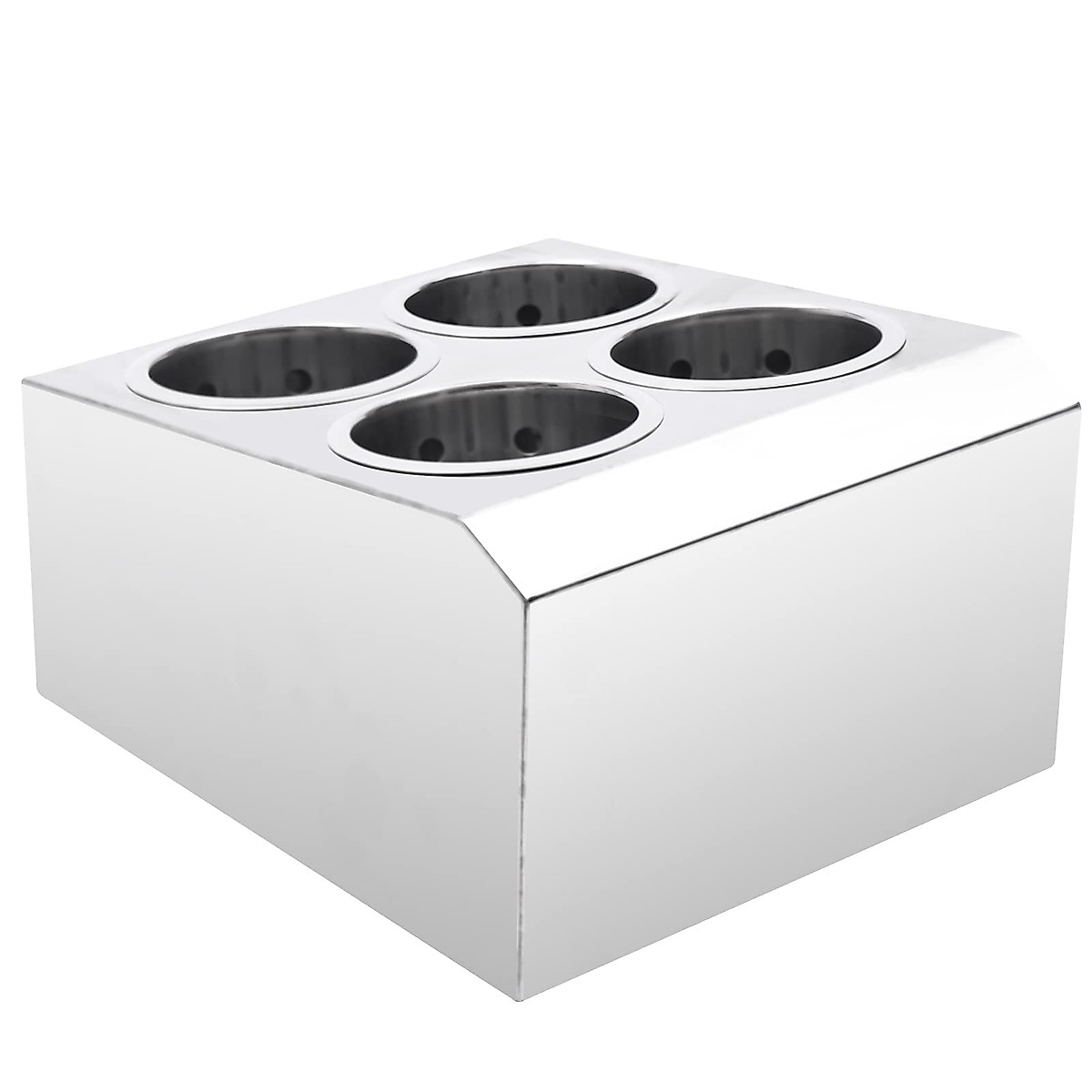 Gdrasuya10 Stainless Steel Utensil Holder Utensil Caddy, 4-Hole Kitchen Utensil Holder for Countertop to Organize Spoons Knives Forks, 10.51 x 12.2 x 7.68in