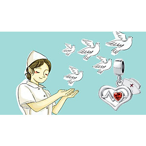 DWJSu Heartbeat RN Nurse Cap Nursing Electrocardiogram Heart Medical Charm Bead fit Pandora Charms Bracelet Necklace for Women