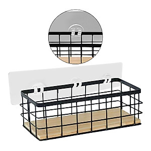 Uenhoy 2 Pcs Shower Caddy Adhesive Replacement with 3 Hook, No Drilling Adhesive Hook Sticker for Soap Holder & Bathroom Storage Shelves, Clear Self-Adhesive Hanging Hooks, 11.8" x 2.75"