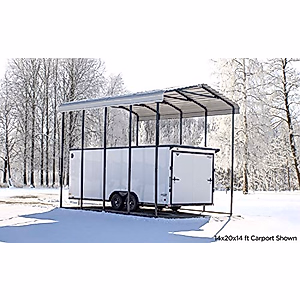 Arrow 14' x 20' x 14' 29-Gauge Metal RV Carport and Multi-Use Shelter for Large Vehicles- Eggshell