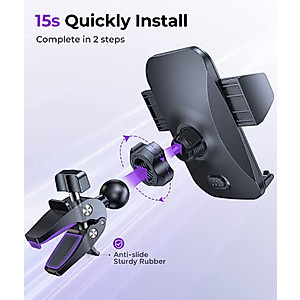 2023 Upgraded Car Phone Holder, [ Military-Grade Protection ] Air Vent Car Mount [Big Phone & Thick Cases Friendly] Hands Free Cell Phone Automobile Clamp Cradles, Fit for All iPhone Samsung Phones