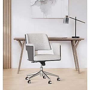 Realspace® Modern Comfort Picali Bouclé Fabric/Vegan Leather Low-Back Task Chair, White Stone/Gray/Brushed Nickel, BIFMA Compliant