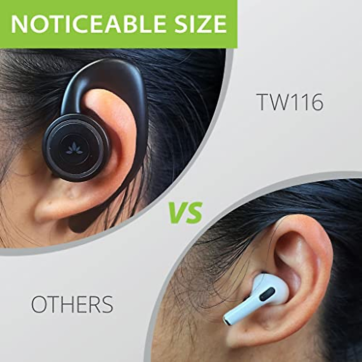 Avantree TWS116 - Open-Ear Wireless Headphones & Charging Dock with Surroundings Awareness, Mono & Stereo Modes, and Secure Nonadjustable Earhooks