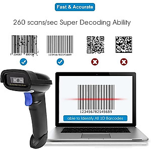 NETUM Bluetooth Barcode Scanner, Compatible with 2.4G Wireless & Bluetooth Function & Wired Connection, Connect Smart Phone, Tablet, PC, CCD Bar Code Reader Work with Windows, Mac,Android, iOS