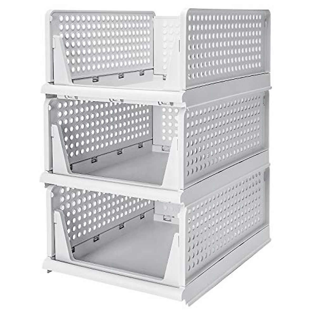 Homde 3 Pack Closet Organizer Stackable + 2 Pack Storage Bins 57.8QT with Lids and Wheels