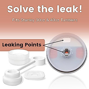 MIMORE Spill Stopper for Stanley Cup 40oz / 30oz - Straw Cover Cap Compatible with Stanley Tumbler H1.0 & H2.0 30oz to 40oz Stanley Cup Accessories - 3 Sets Silicone Spill Proof Stopper (White)