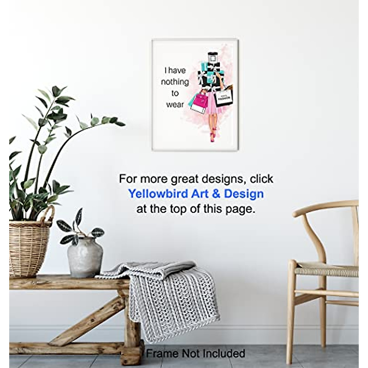 Fashion Wall Decor for Women - Glam Decor - Designer Wall Art - High Fashion Wall Art - Bathroom, Bedroom Decor for Women - I Have Nothing to Wear - Light Blue 8x10