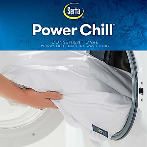 Serta Power Chill Full Size Waterproof Mattress Cover, Soft and Breathable Cooling Mattress Protector, 15" Elastic Deep Pocket for Secure Fit, White
