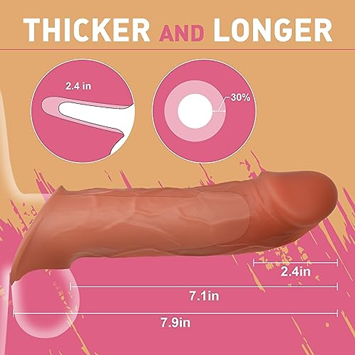 ROSYROSY Vibrating Penis Sleeve Cock Ring Sex Toys for Mens, Ultra-Soft Penis Extender with 10 Power Vibrations for Prolonged Erection, Silicone Pennis Enlarger Dildo Adult Toys for Men Couple