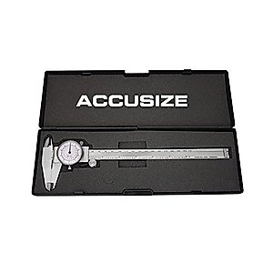 Accusize Industrial Tools 8''/200 mm by 0.001''/0.02 mm Dual Needle Precision Dial Caliper Stainless Steel in Fitted Case, Imperial/Metric, P920-S238