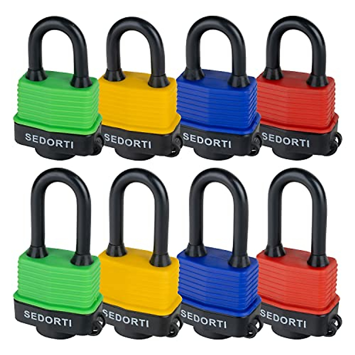 SEDORTI Heavy Duty Waterproof Padlocks - Pack of 12 with Keys