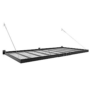NewAge Products Pro Series Black 4 ft. x 8 ft. Wall Mounted Steel Shelf, Garage Overheads, 40400