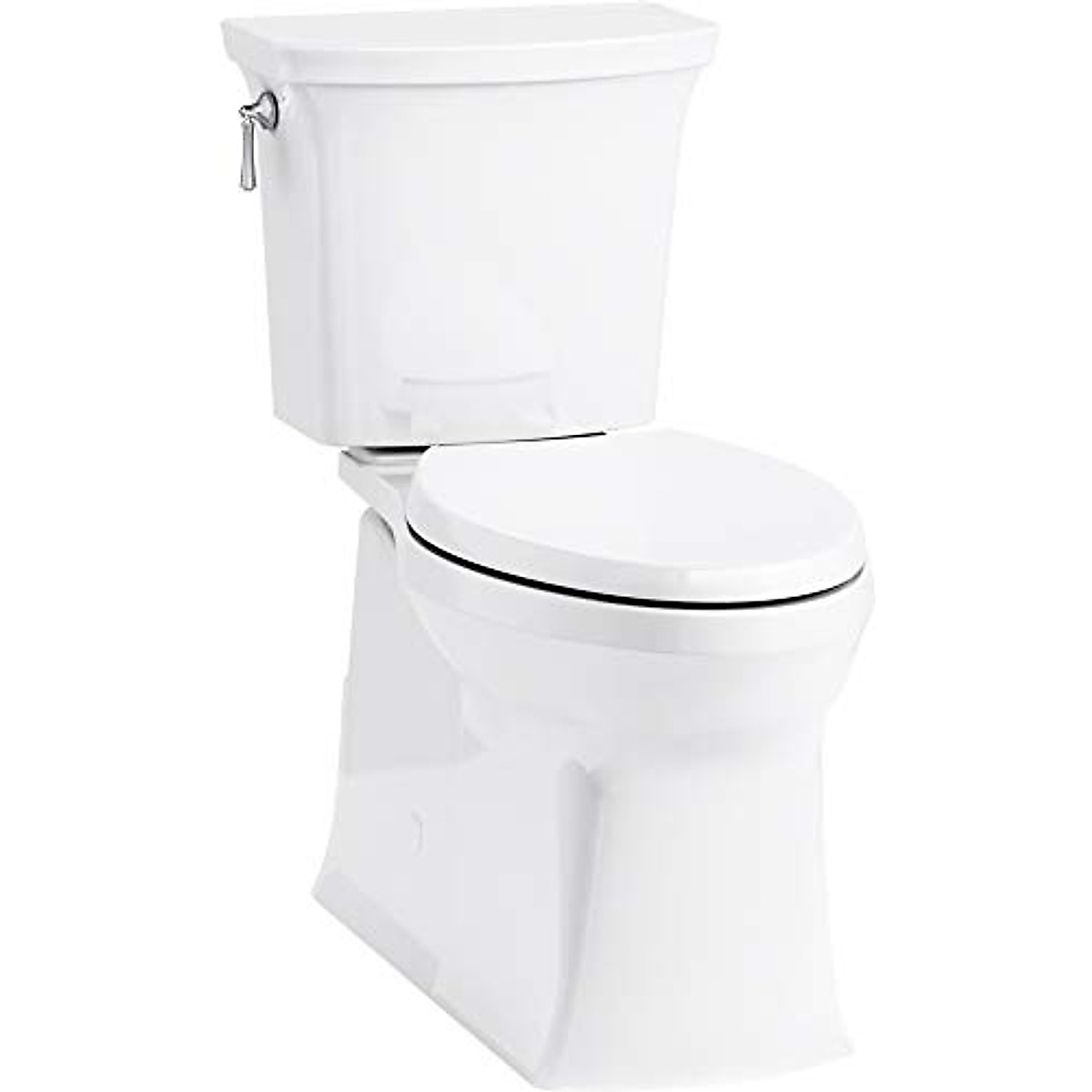 KOHLER 5709-0 Corbelle ContinuousClean XT Two-Piece Elongated Toilet with Skirted Trapway, Left-Hand Trip Lever, 1.28 GPF, White