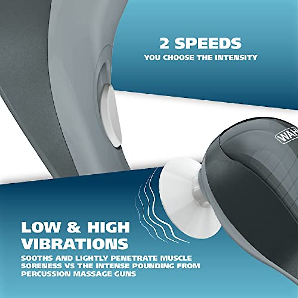 Wahl All Body Corded Light Soothing Vibratory Massager with 4 Attachment Heads - 2 Massaging Speeds - Massage Tools for Back, Foot, Neck, and Leg Massage – FSA Eligible - Model 4120-600