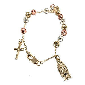 Fran & Co. Virgin Mary Bracelet Virgen De Guadalupe Pulsera Tres Colores Oro Laminado 8“