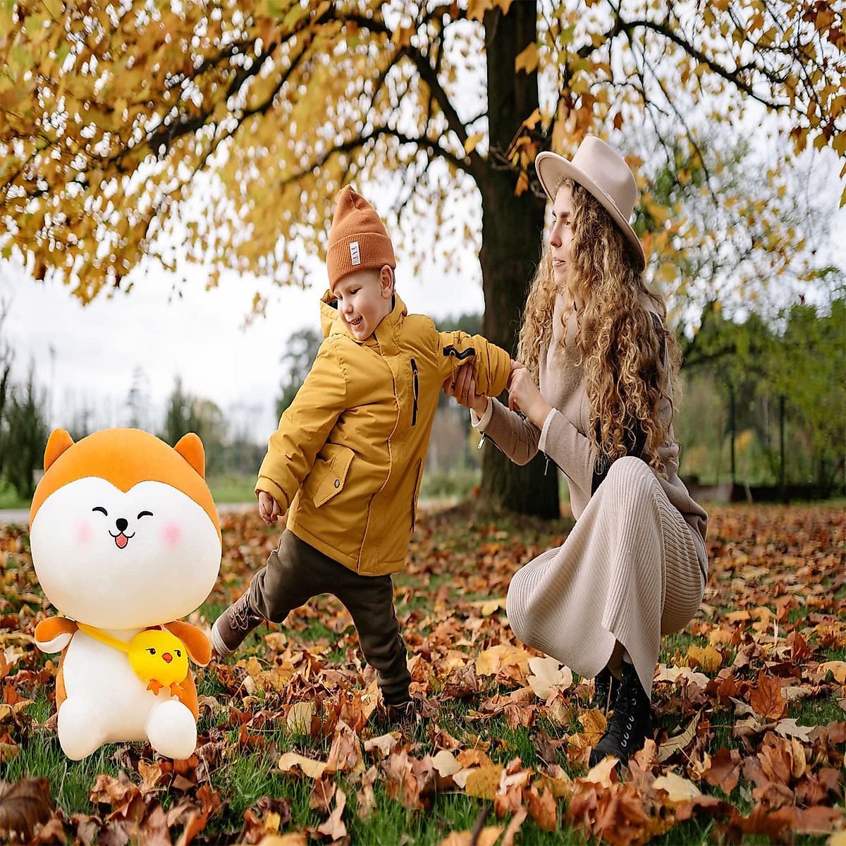 13.6" Smile Cute Shiba Inu Stuffed Animals,Soft Anime Plushies,Lovely Chicken Backpack Designd Plush Toys for Boys Girls