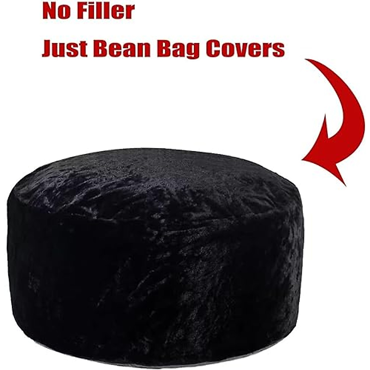 Bean Bag Chairs, 7ft Giant Bean Bag Chair for Adults, Big Bean Bag Cover Comfy Large Bean Bag Bed (No Filler, Cover only) Fluffy Lazy Sofa (Dark Grey), 7ft(180*80cm)(Black)