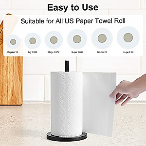 Paper Towel Holder Countertop,Black Paper Towel Holder Stand with 6.7inch Diameter Large Base for All Kitchen Paper Roll